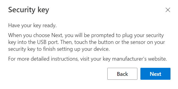 Set up a security key | Information security | University of Bristol